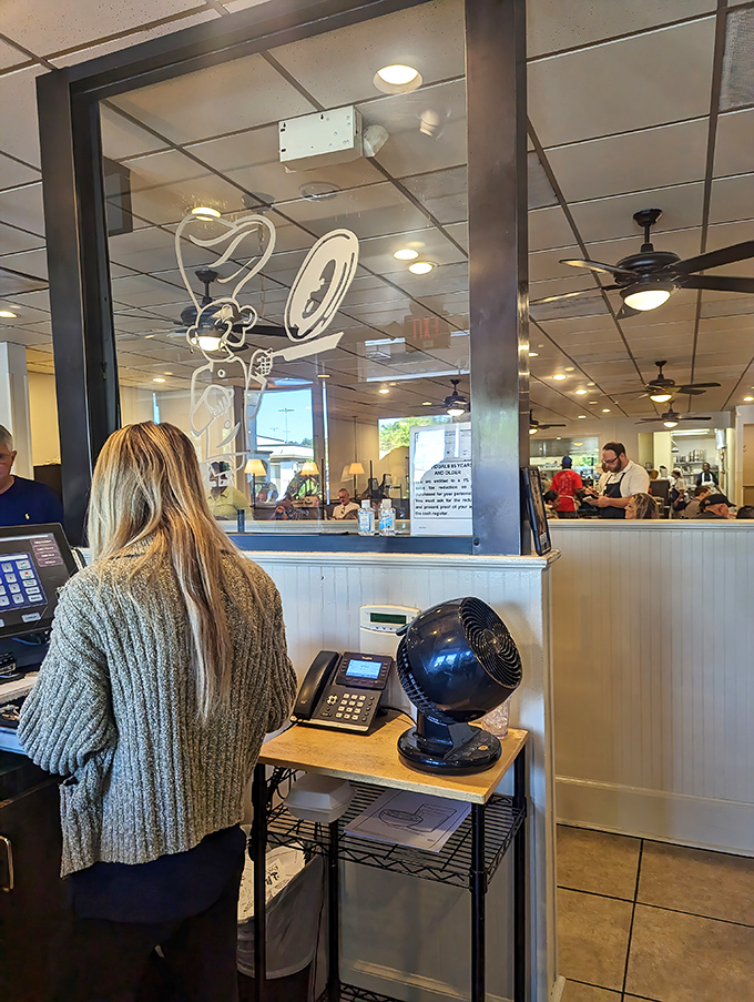 The gateway to breakfast paradise. That little fan is working overtime to waft those pancake aromas your way.