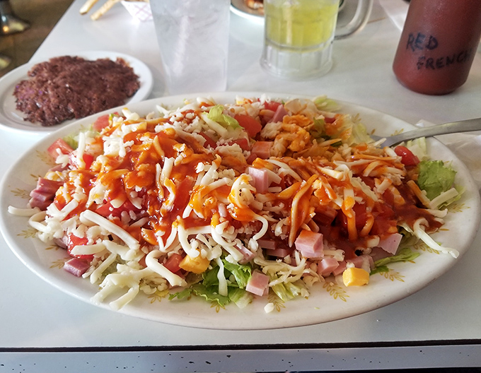 A chef salad that defies expectations&mdash;generous, colorful, and proof that even at a burger joint, vegetables can have their moment to shine. 