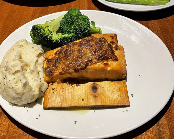 Perfectly prepared salmon that flakes like butter and tastes like the chef captured sunshine in fish form.