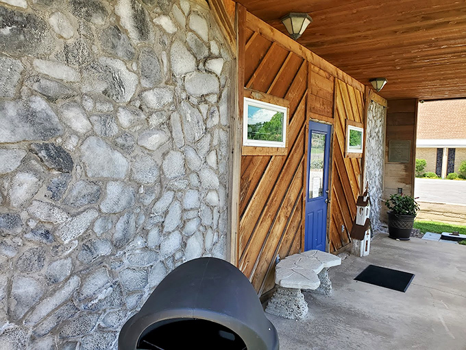 The rustic wooden and salt-block exterior welcomes visitors with its unique texture. Yes, those walls really are made of salt!