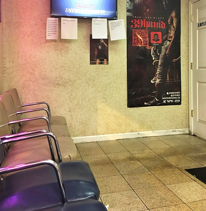 Simple seating that says, "We know why you're really here, and it's not for the furniture."