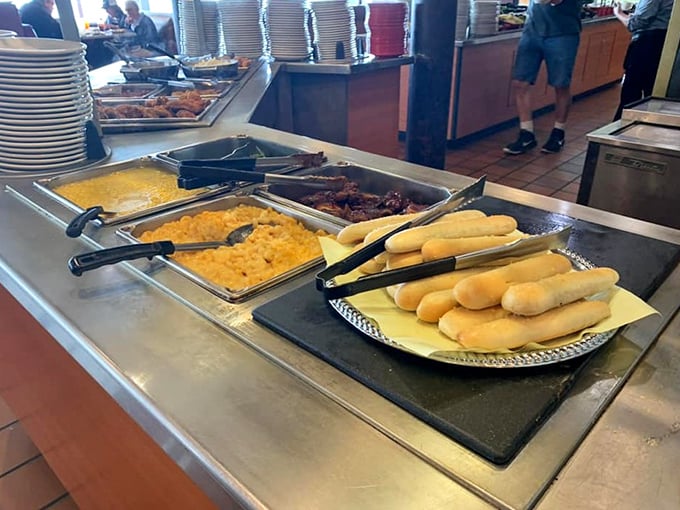 Buffet strategy 101: Reconnaissance is key. Survey the landscape before committing to your plate's precious real estate.