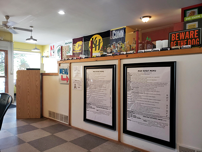 "Beware of the dog" signs and chip racks signal the beautiful organized chaos of a place that's mastered the art of feeding happy crowds.