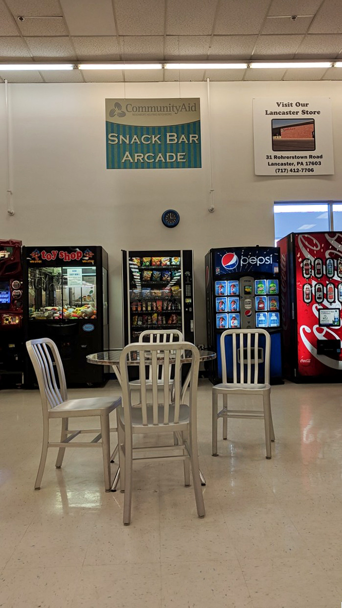 The snack bar area offers a mid-shopping energy boost, because treasure hunting on an empty stomach is amateur hour.