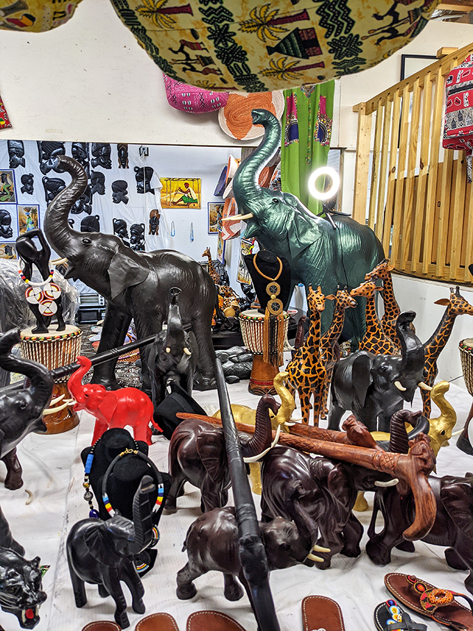 An elephant gathering that doesn't require a safari permit. These wooden creatures carry the spirit of distant lands right to your Delaware living room.