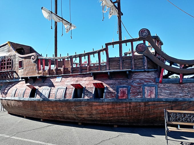 Landlocked pirate dreams come true! This wooden vessel might not sail the seven seas, but it certainly captures imaginations in the Arizona desert.