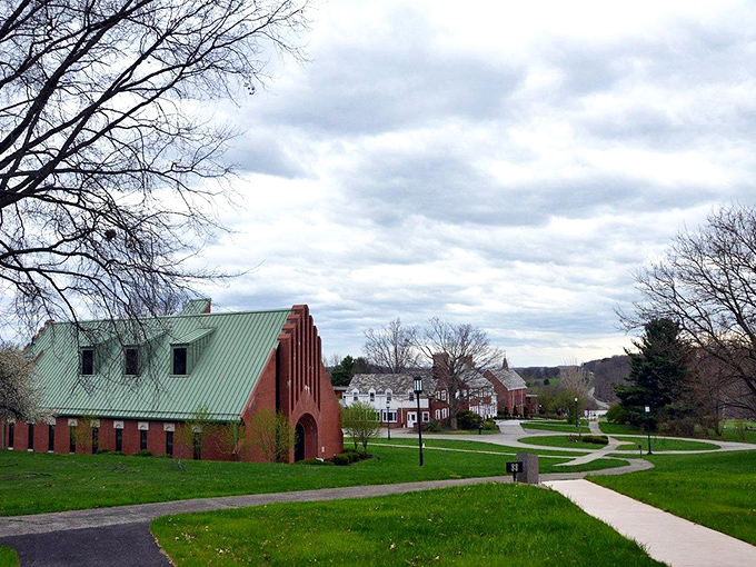 St. Emma's Monastery's distinctive architecture stands as a peaceful counterpoint to the surrounding greenery, like a meditation retreat hiding in plain sight.
