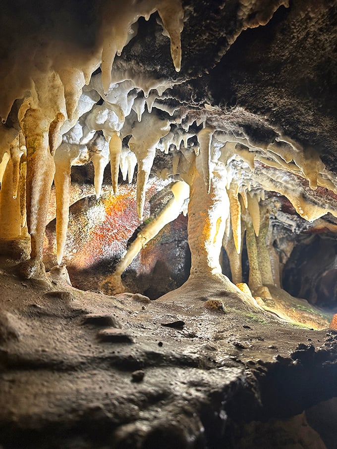 Nature's chandeliers hang in delicate, calcite-formed splendor. These formations grow just one cubic inch every 150 years&mdash;talk about patience!