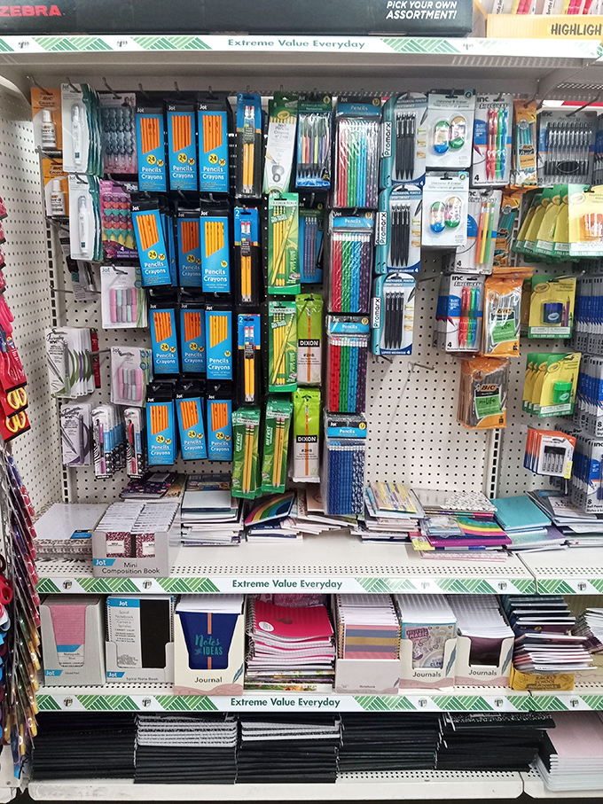 School supply heaven where teachers stretch classroom budgets and parents survive back-to-school season without financial trauma.