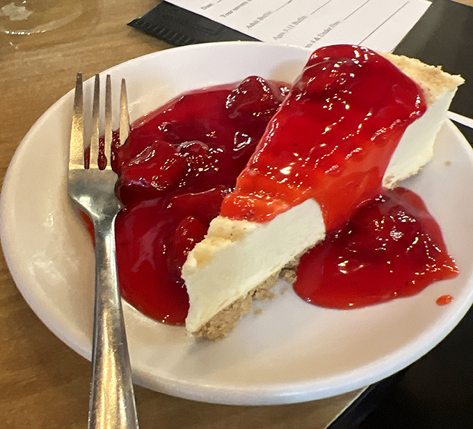 This cheesecake with berry topping isn't just dessert&mdash;it's the encore performance after the seafood symphony.