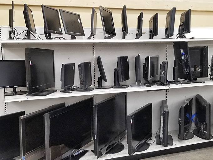 Screen dreams at secondhand prices. From modest monitors to substantial smart TVs, the electronics section offers tech solutions without the heart-stopping price tags.