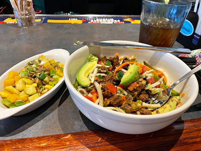 This bowl doesn't just contain food &ndash; it's a personal fiesta where avocado, protein, and veggies celebrate in perfect harmony.