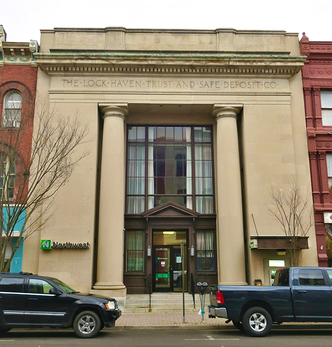 The stately Lock Haven Trust building speaks to the town's prosperous past while serving present needs &ndash; classical columns without classical price inflation.