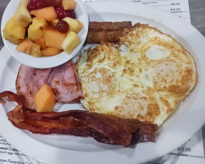 The Pantry Platter showcases breakfast done right - eggs, bacon, and potatoes creating morning perfection together.