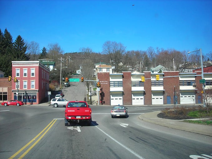 Downtown Towanda on a quiet morning&mdash;where rush hour means three cars might arrive at the stop sign simultaneously. Quaint without trying.