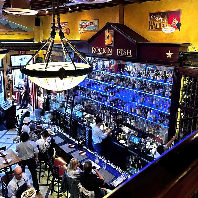 From this second-floor vantage point, you can watch the bartenders work their magic below &ndash; like observing skilled conductors orchestrating a symphony of spirits.