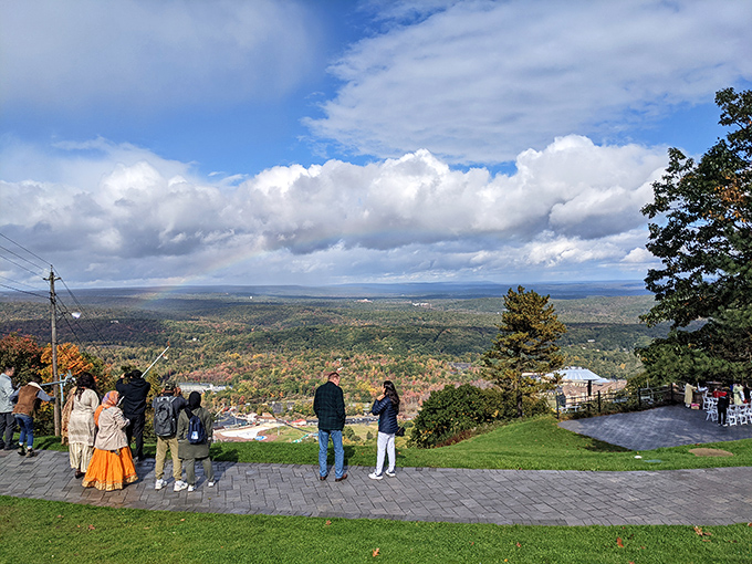 Storm clouds dance across the valley view, creating a live weather channel that beats any forecast.