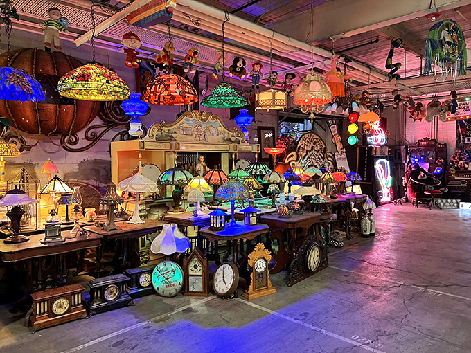 Illumination innovation through the decades! This glowing collection of vintage lamps and clocks proves even functional objects can be fabulous.