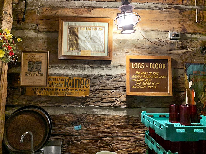 Original log walls adorned with memorabilia tell stories older than most of the diners. If these logs could talk, they'd probably ask for more chicken.