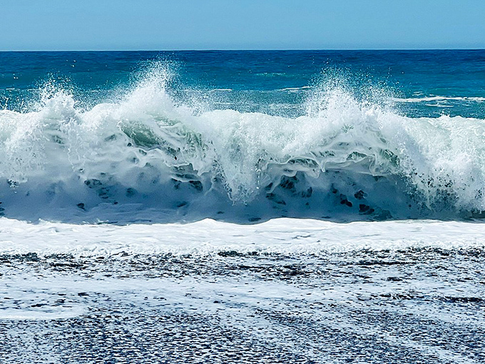 Neptune's fury on full display—these powerful breakers remind visitors why swimming here requires more courage than common sense.