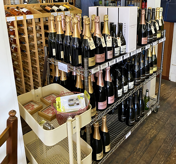 An impressive wine selection elevates this general store beyond typical roadside expectations, perfect for coastal picnic adventures ahead.