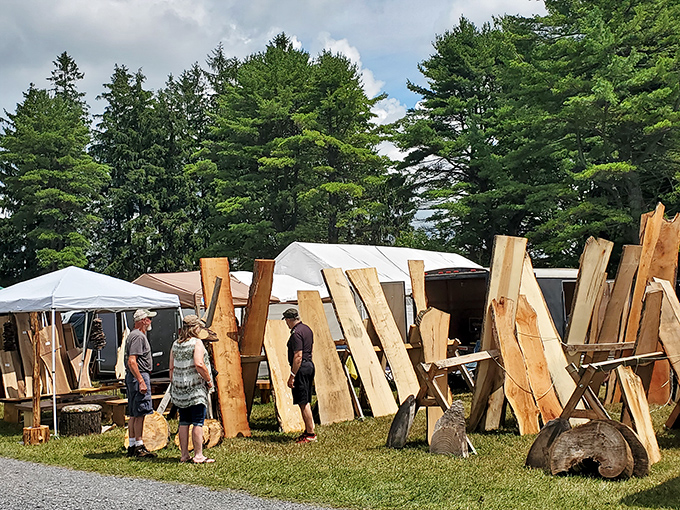 Artisans and nature lovers unite at Cherry Springs' wood craft gatherings, where raw timber transforms into functional art.