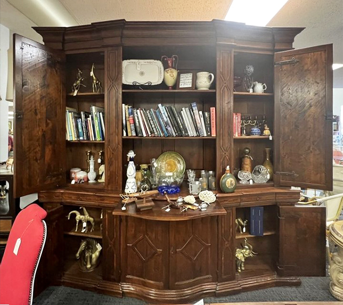 This isn't just a cabinet&mdash;it's a masterpiece of craftsmanship housing treasures within treasures, like a wooden Russian nesting doll.