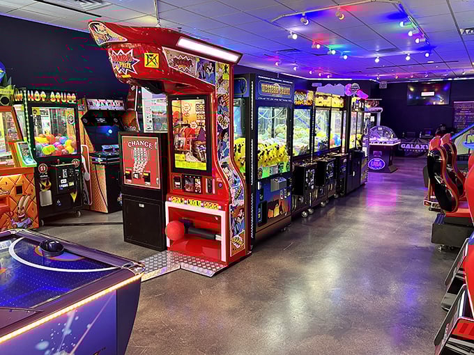 The arcade offers blinking, beeping salvation for shopping-weary teens and nostalgic parents alike. Quarter by quarter, family harmony is restored.