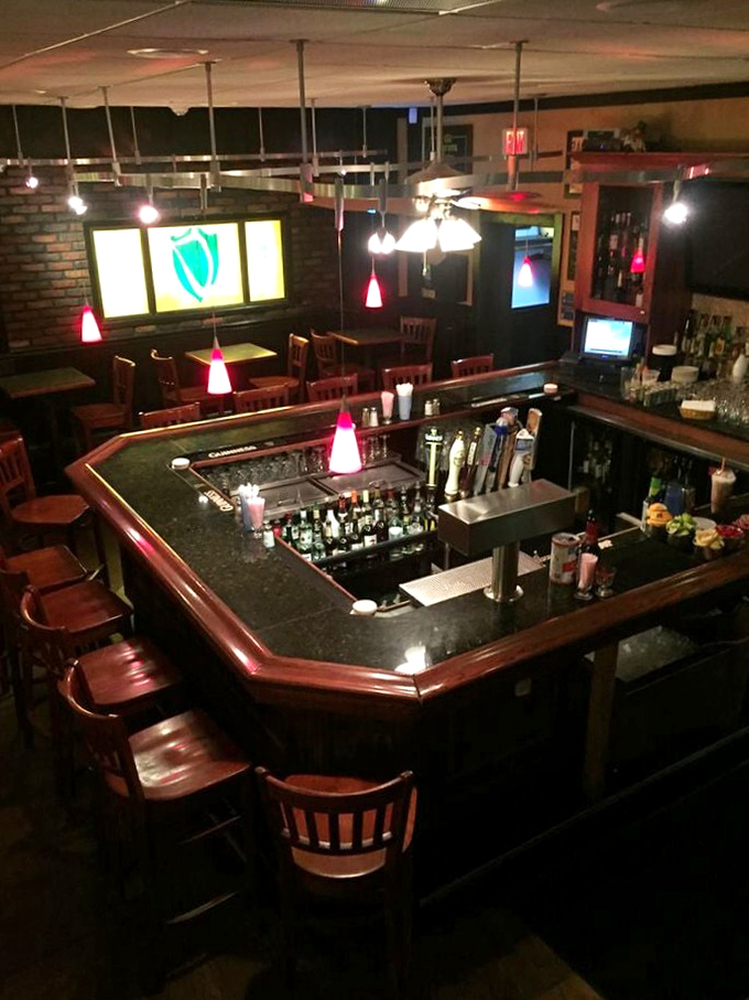 The inviting bar area offers the perfect spot for pre-dinner drinks or casual conversations over quality beverages.