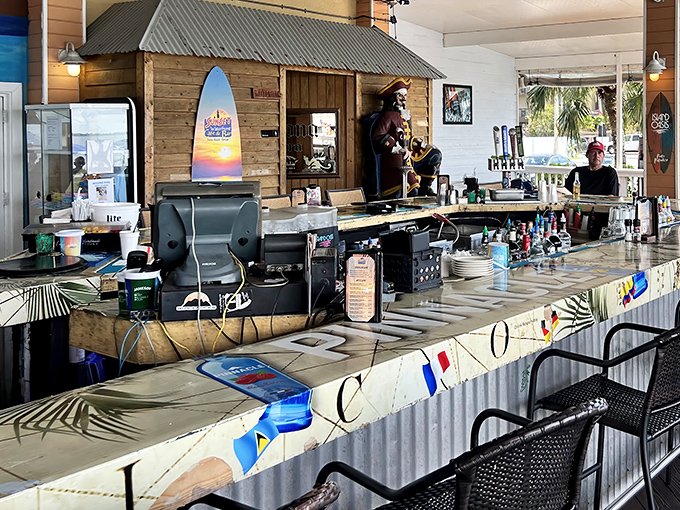 A tiki-inspired bar that says, "Yes, you're in Florida, and yes, you should probably order something with rum in it."