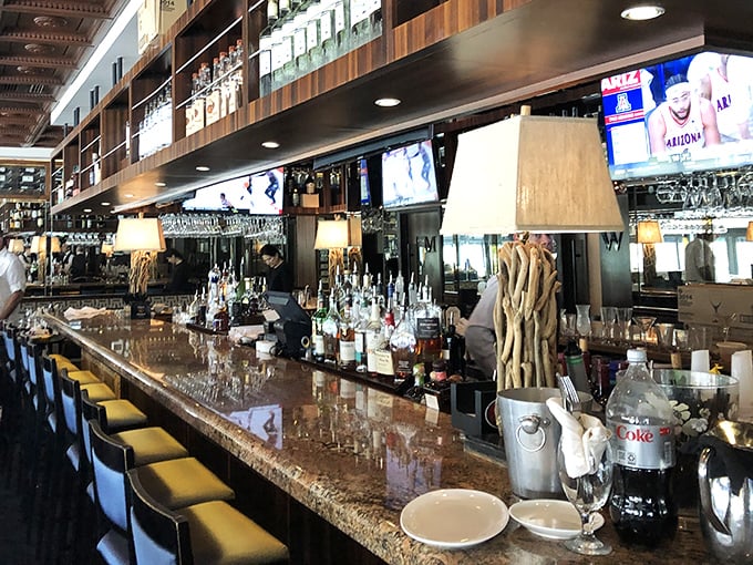 A bar that understands the importance of both selection and atmosphere. Those granite countertops have heard some stories.