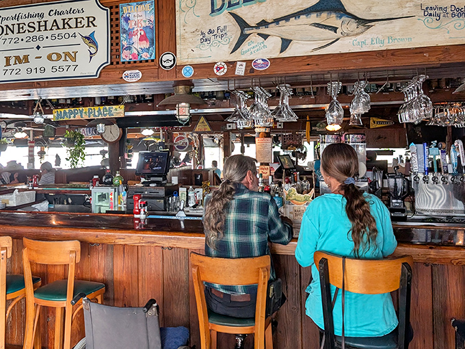 The bar at Shrimper's isn't just serving drinks&mdash;it's serving stories, with fishing charts and maritime memorabilia as the supporting characters.