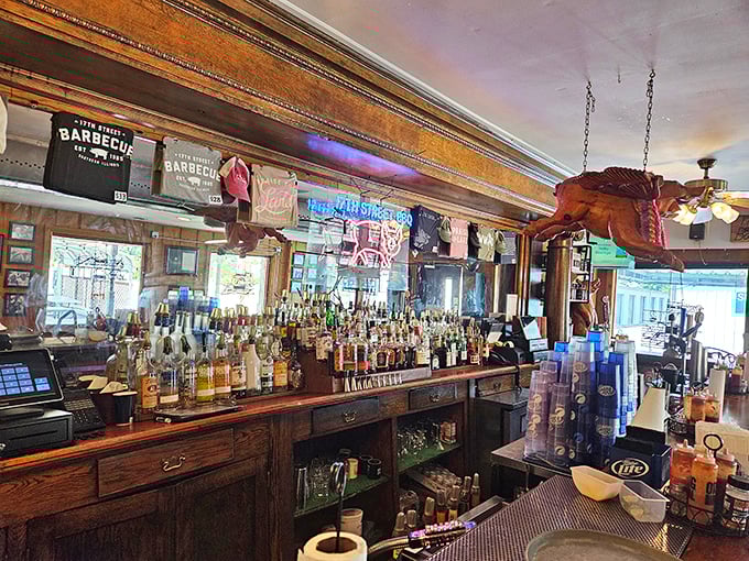 Behind this bar lies liquid salvation for palates dancing with smoke and spice&mdash;a lineup that ranges from local brews to bourbon worthy of the meat.