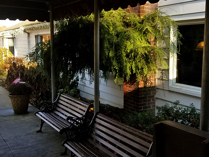 Outside, garden benches offer a moment of quiet contemplation&mdash;or the perfect spot to loosen your belt after that third piece.