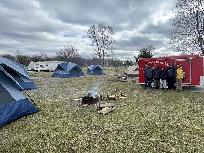 Camping 101: tents, campfire, good company, and that special feeling when you realize s'mores taste better when there's no ceiling above you.