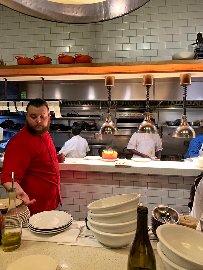 Behind every great seafood dish is a kitchen team with serious skills. The open kitchen design means dinner and a show.