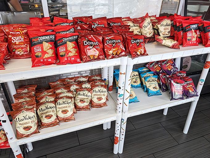 The chip selection rivals the Library of Congress for variety. Because every great sandwich deserves a crunchy sidekick with personality.