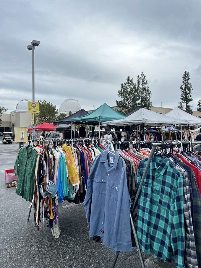 A rainbow of second-hand shirts fluttering in the breeze like flags of a country where no outfit is ever truly out of style.