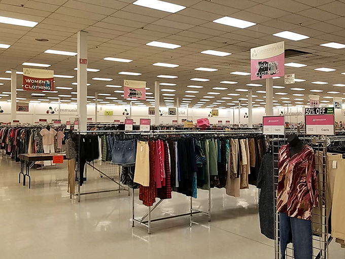 The women's clothing section stretches to the horizon. More options than your closet at home, but without the guilt of full retail prices.