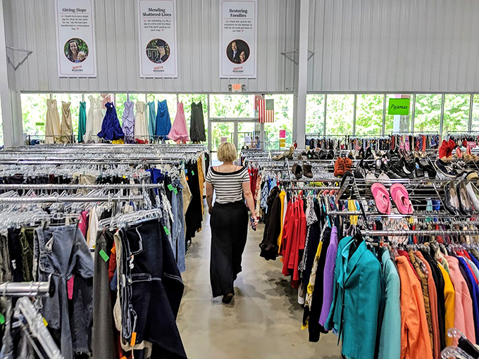 The clothing section stretches toward the horizon like a textile ocean. Somewhere in this sea of fabrics lies your next favorite outfit.