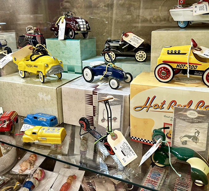 Pedal cars and tin toys that delighted children long before screens captured their attention. That Hot Rod Racer probably cost a week's salary in 1955.