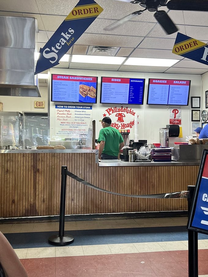 "Steaks this way" &ndash; the most important directional sign in Camp Hill. Follow it like the North Star of sandwich seekers.