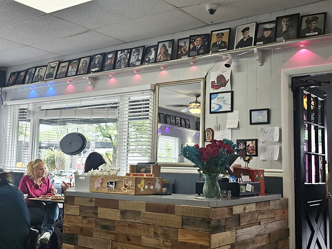 The counter seating offers front-row tickets to the breakfast show. Pancake Farm's heart beats strongest where diners and servers meet.