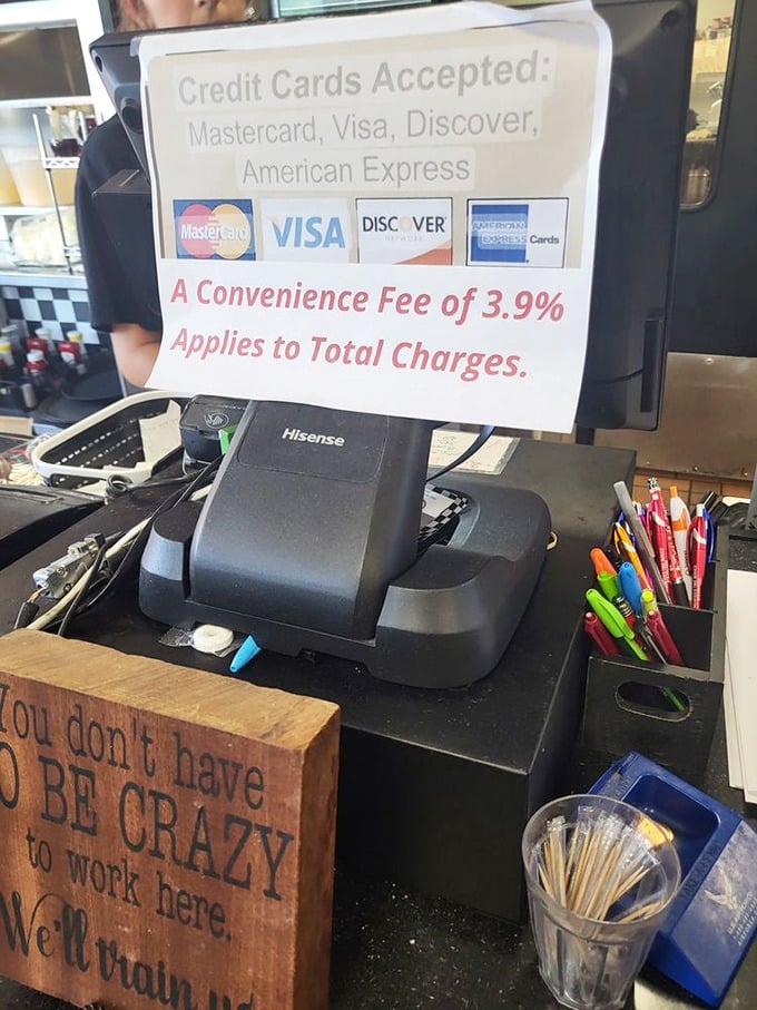 The classic diner counter with its checkerboard front and red stools &ndash; where solo diners find community and pie finds purpose.