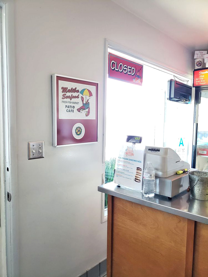 Vintage Malibu Seafood sign inside reminds us this place has been serving ocean-to-table goodness long before it became trendy.