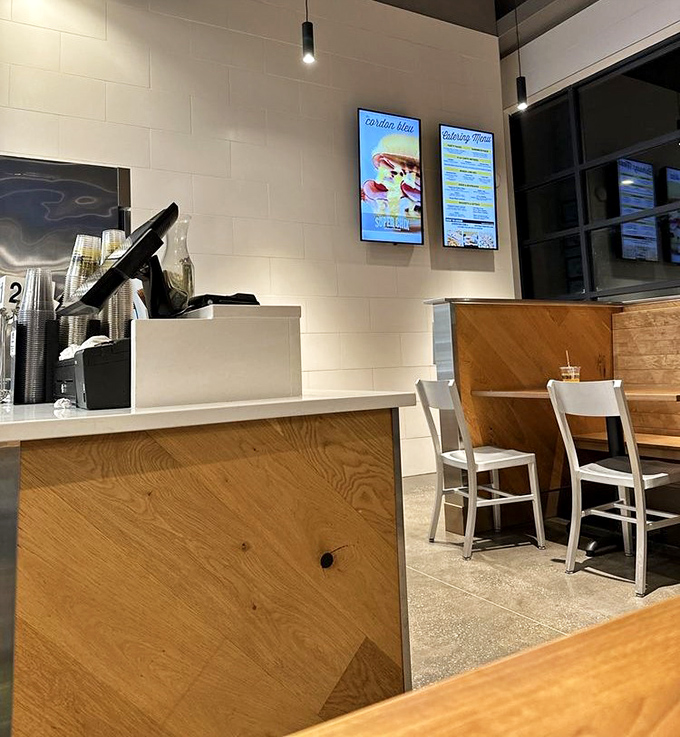 Minimalist wood and white surfaces let the food be the star. This counter has witnessed countless moments of pre-chicken anticipation.