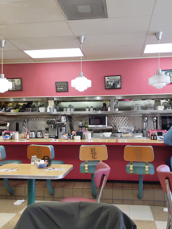 That counter with its "BC" monogrammed seats isn't just furniture&mdash;it's front-row tickets to the best breakfast theater in Napa.