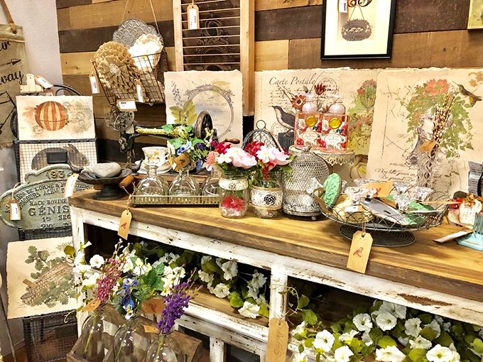 Vintage botanical prints meet wire baskets in this garden-inspired display. Martha Stewart would stop in her tracks and reach for her wallet.