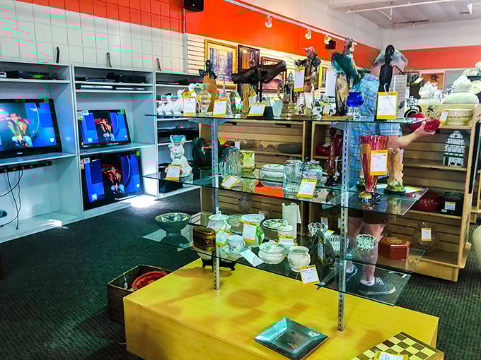 Electronics and art coexist in perfect harmony, proving that yesterday's technology can still find purpose in today's home.