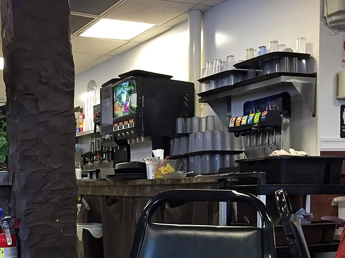 The drink station stands ready for service&mdash;a caffeinated command center where morning transformations from zombie to human begin.